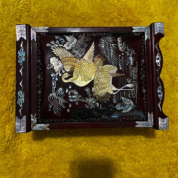 Storage & Organization | Vintage Chinese Inlaid Shell Lacquered Wood ...